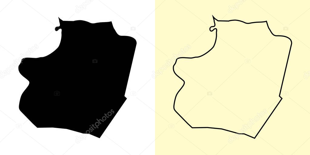 Al-Raqqah mapa, Siria, Asia. Diseños de mapas rellenos y esquemáticos ...