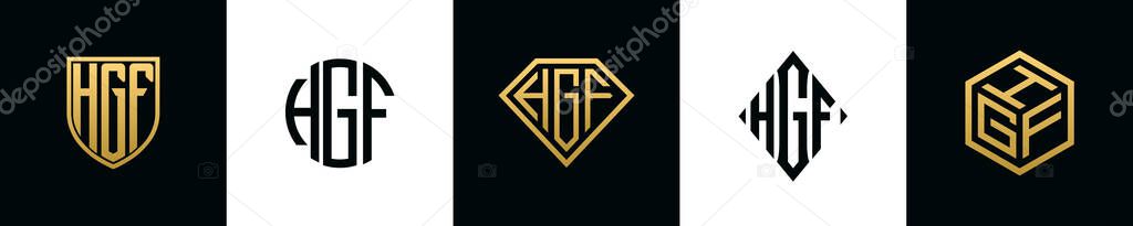 Initial letters HGF logo designs Bundle. This collection incorporated ...