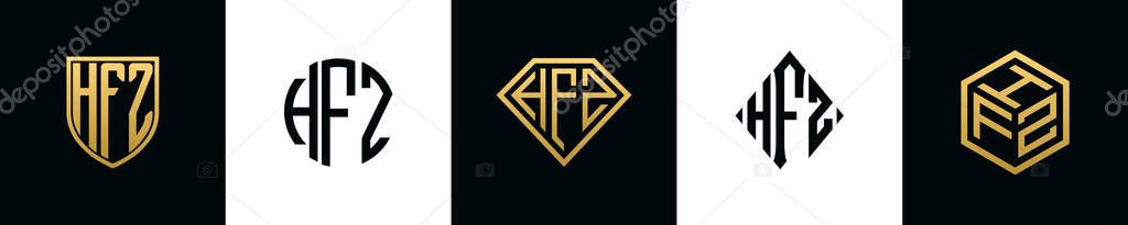 Initial letters HFZ logo designs Bundle. This collection incorporated ...