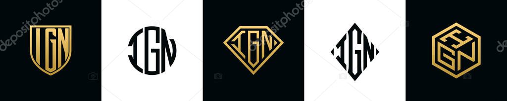 Letras iniciales IGN logo designs Paquete. Esta colección incorporada ...