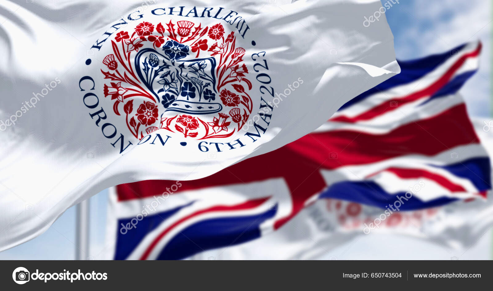 Flags Emblem Coronation King Charles Iii Waving Emblem Depicts Flora ...