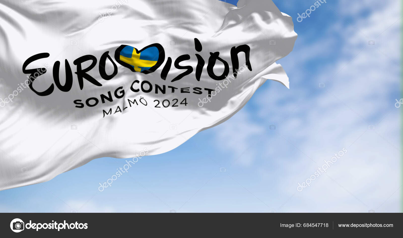 Malm Oct 2023 Eurovision Song Contest 2024 Waving Clear Day — Stock ...