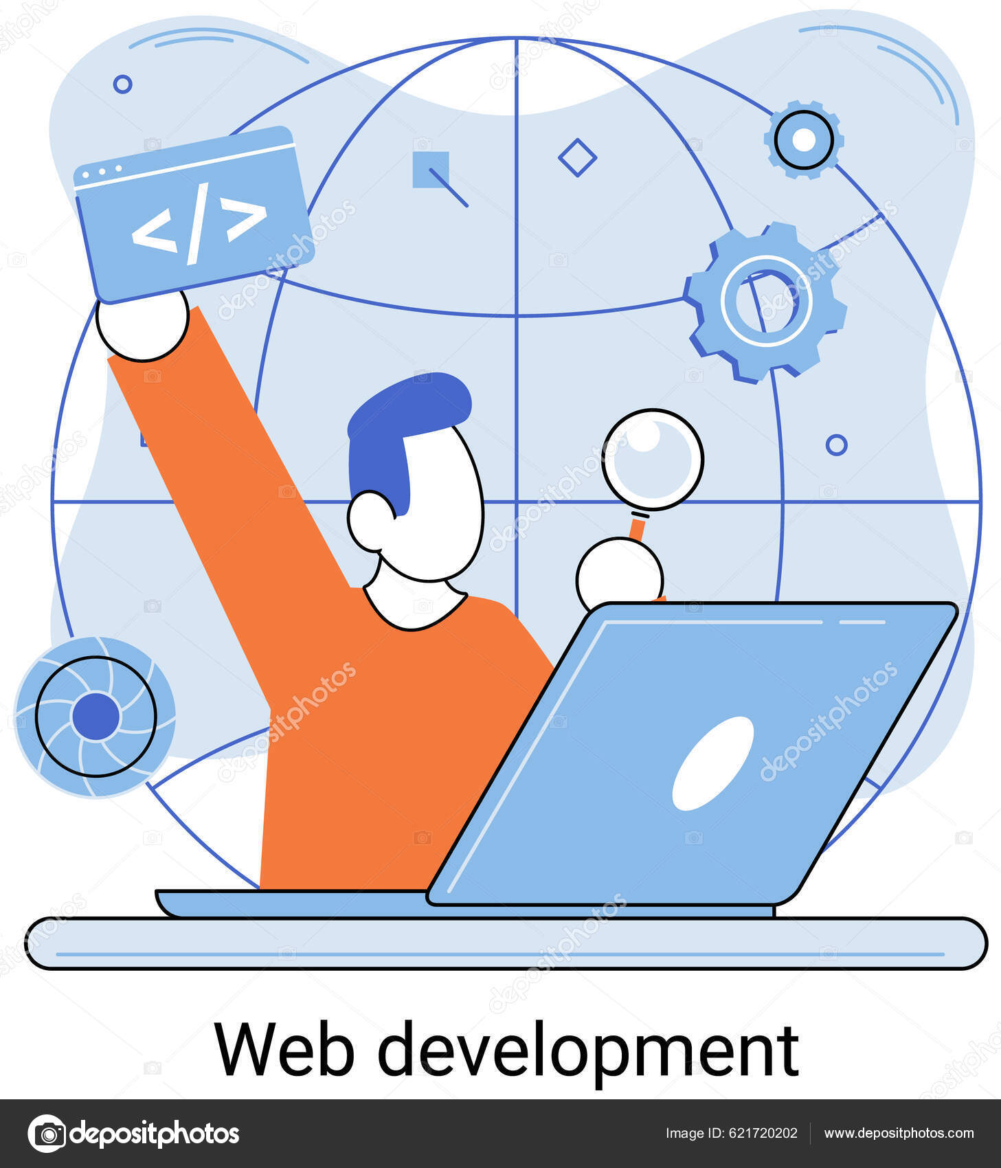 Web Development Metaphor Coding Programming Responsive Layout Internet Site App Stock Vector
