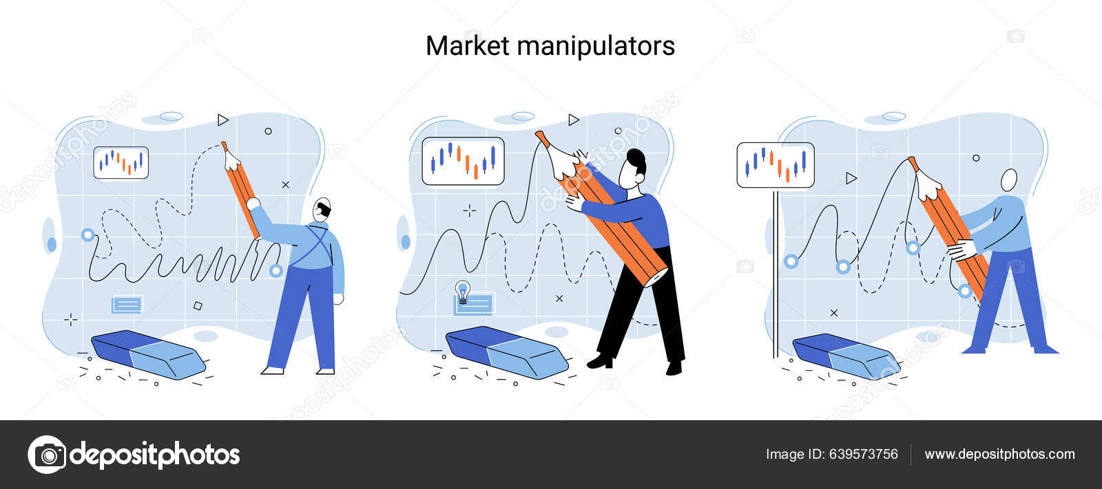 Stock Market Manipulation Concepts Set Change Business Graph Indicator ...