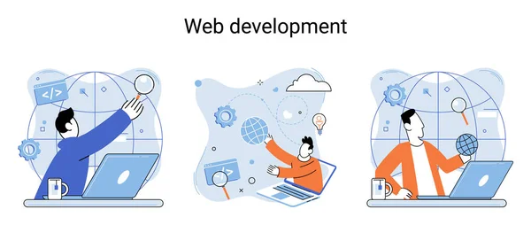 Web Development Metaphor Coding Programming Responsive Layout Internet Site App Stock Vector by ...
