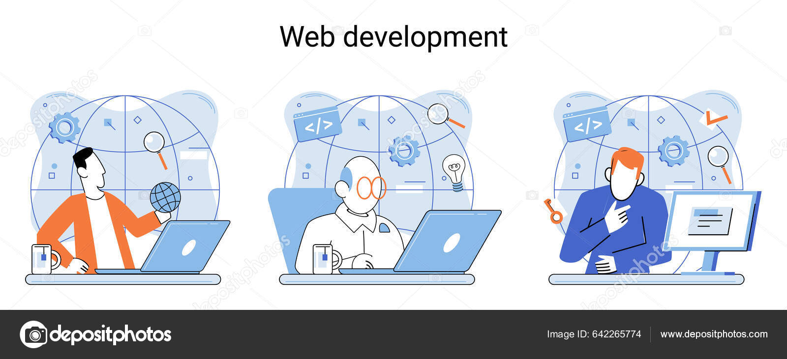 Web Development Metaphor Coding Programming Responsive Layout Internet Site App Stock Vector By