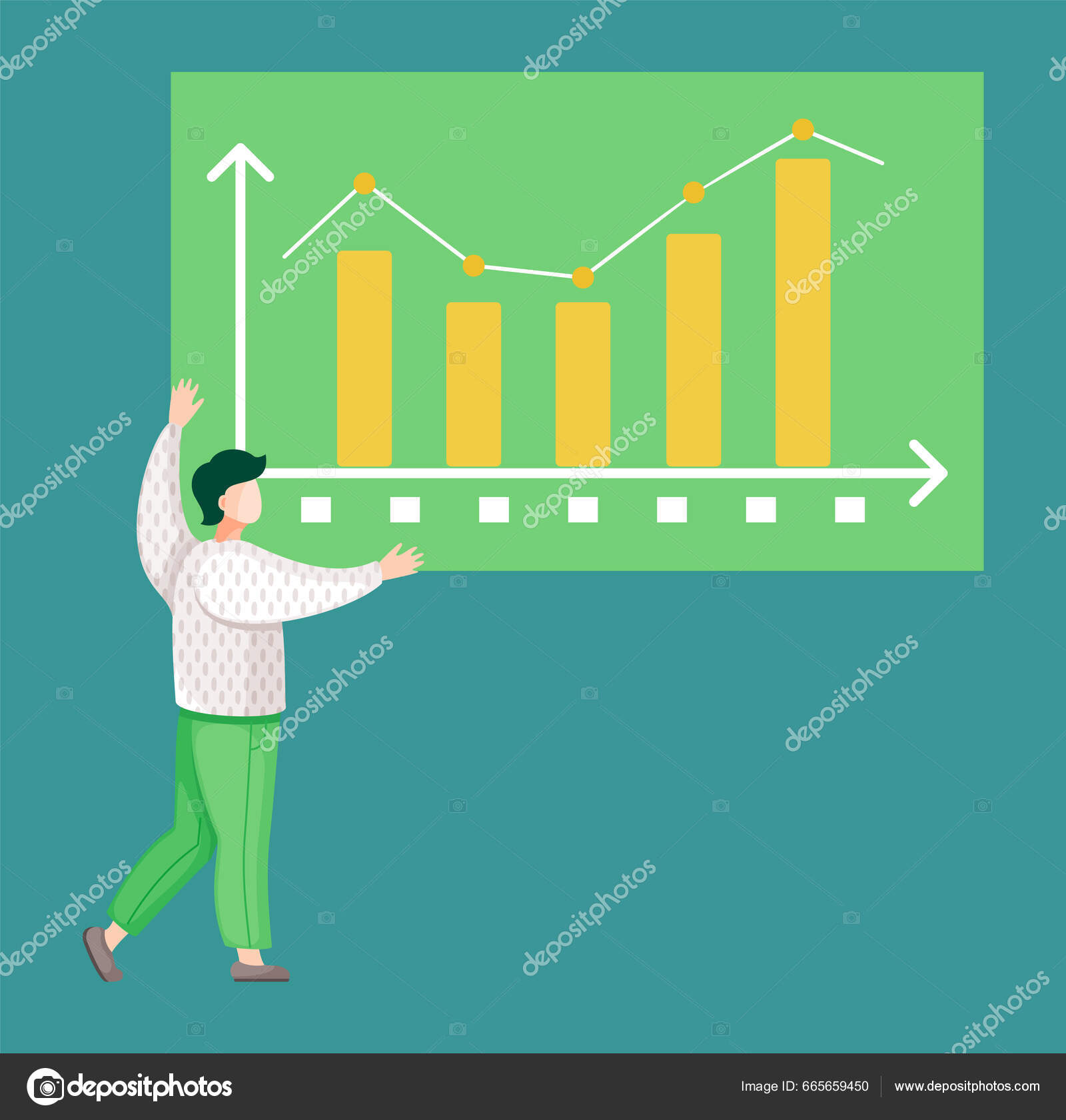 Man Preparing Submit Progress Report Character Holding Big Board Charts ...