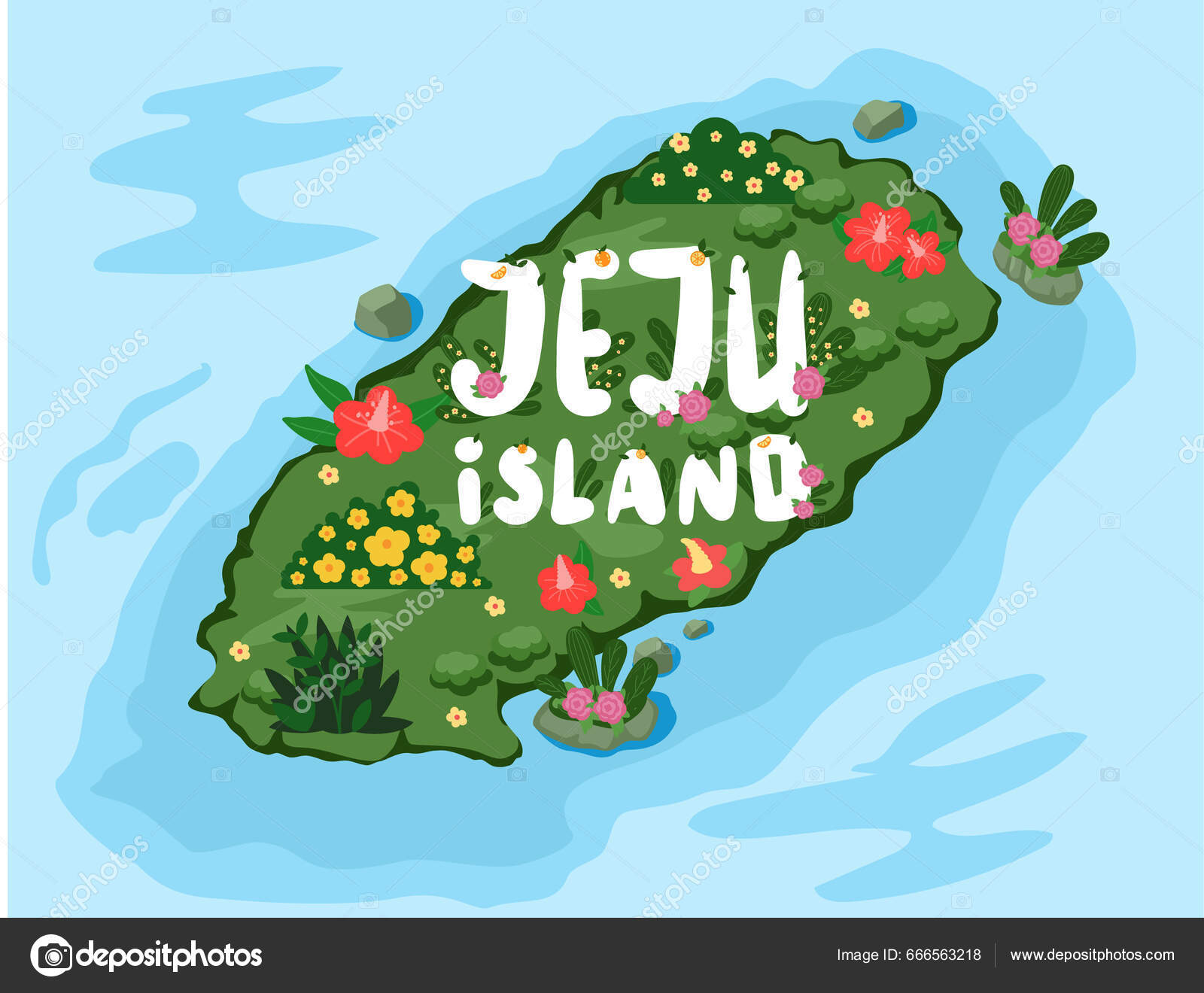 Welcome Jeju Island South Korea Traditional Landmarks Symbols Popular ...
