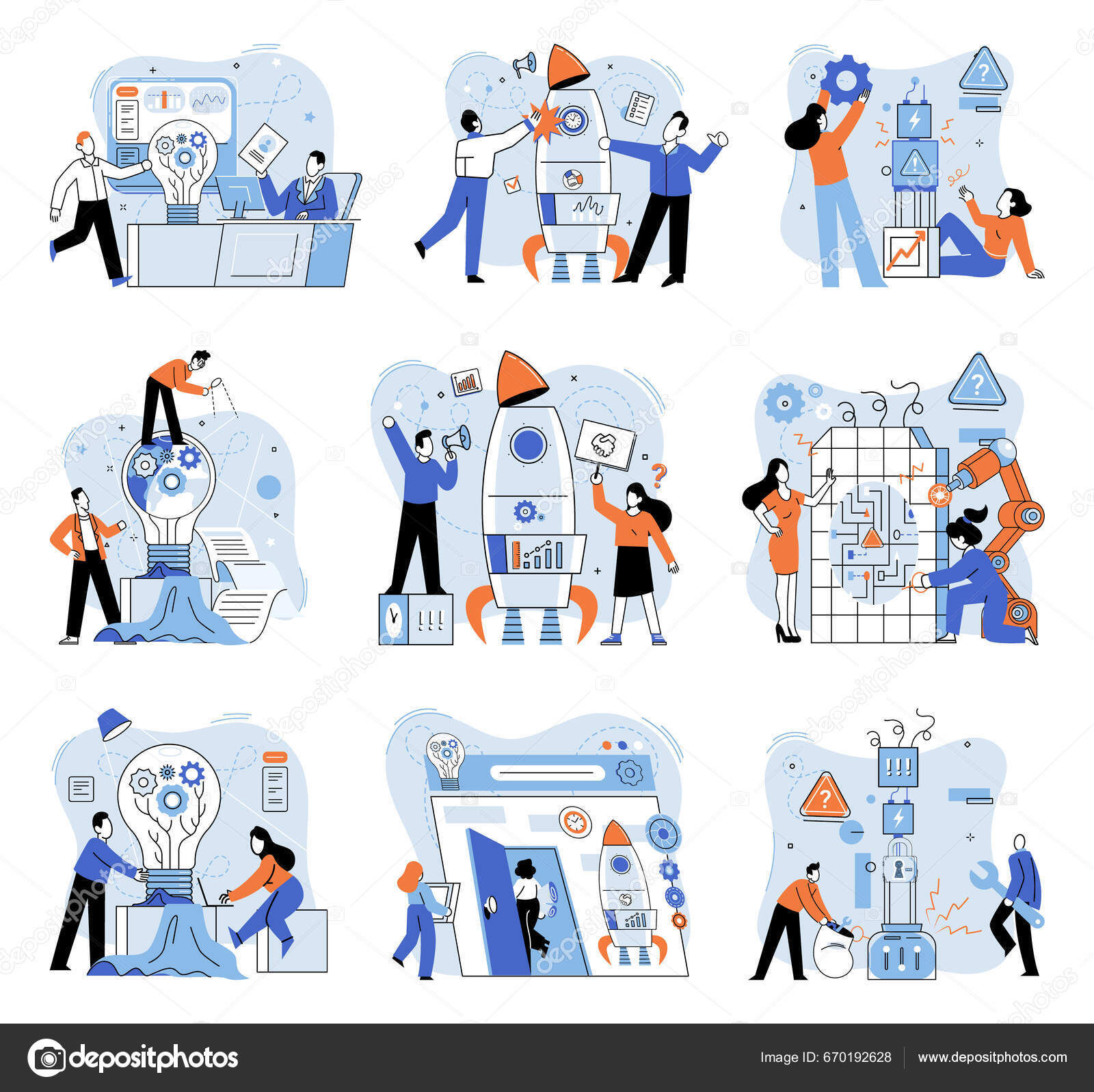 Team Solving Problems Leadership Guide Employee Achieve Goal Concept Problem Stock Vector by ...