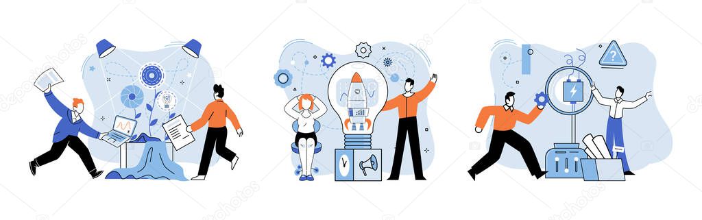 Equipo resolviendo problemas complejos. Metáfora de ilustración de ...