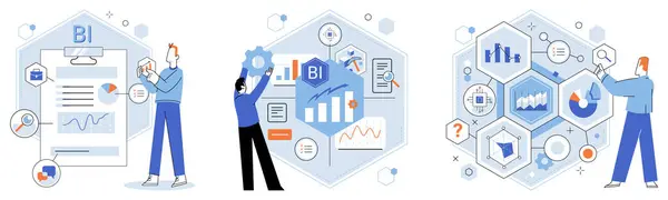 Alat Analisis Intelijen Bisnis Grafik Dan Grafik Ilustrasi Vektor ...
