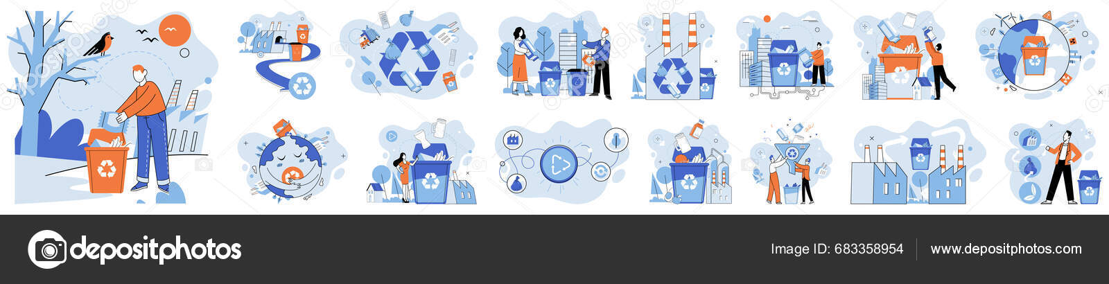 Waste Management Vector Illustration Sorting Separating Recyclables ...