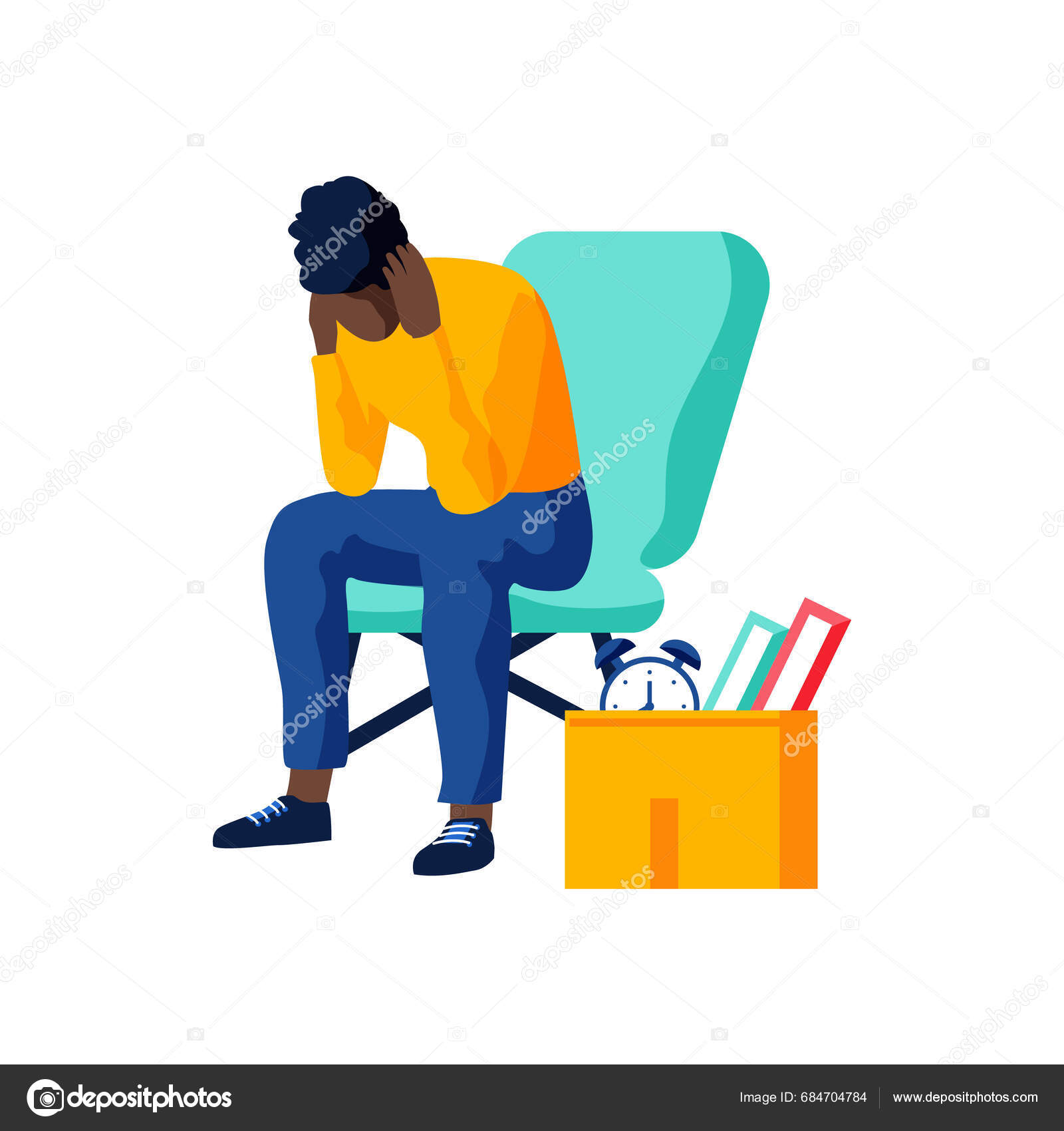Feeling Sad Being Fired Concept Young Man Worker Sitting Box Stock ...