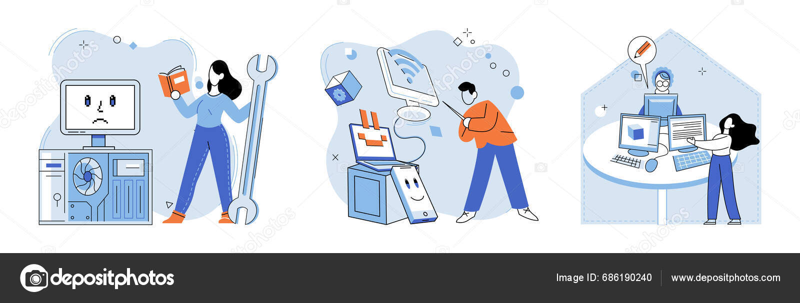 Laboratório Informática Ilustração Vetorial Laboratório Informática ...