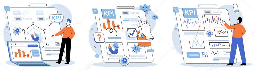 Herramienta de análisis. Inteligencia empresarial. Ilustración ...