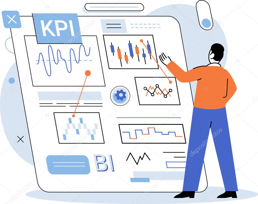 Indicador Rendimiento Clave Kpi Ilustración Vectorial Gráficos Gráficos ...
