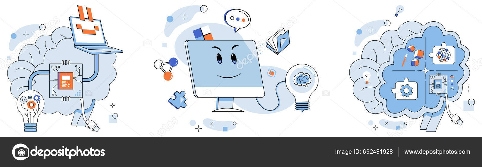 Artificial Intelligence Vector Illustration Digital Brain Powered Algorithms Beating Heart Stock ...