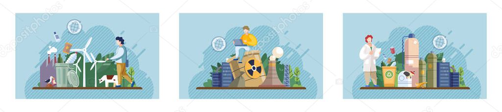 Contaminación Residuos Ilustración Vectorial Gestión Residuos Clave ...