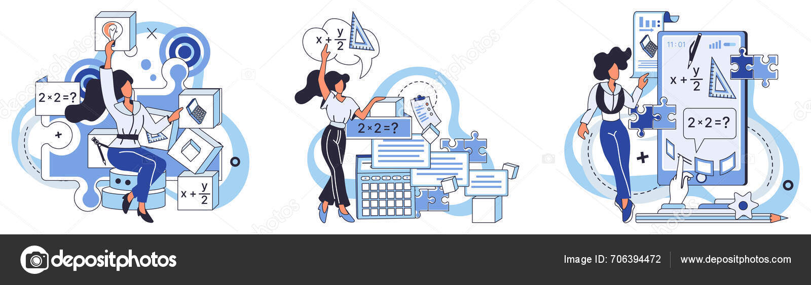 Mathematics Vector Illustration Learning Art Calculation Math Journey ...