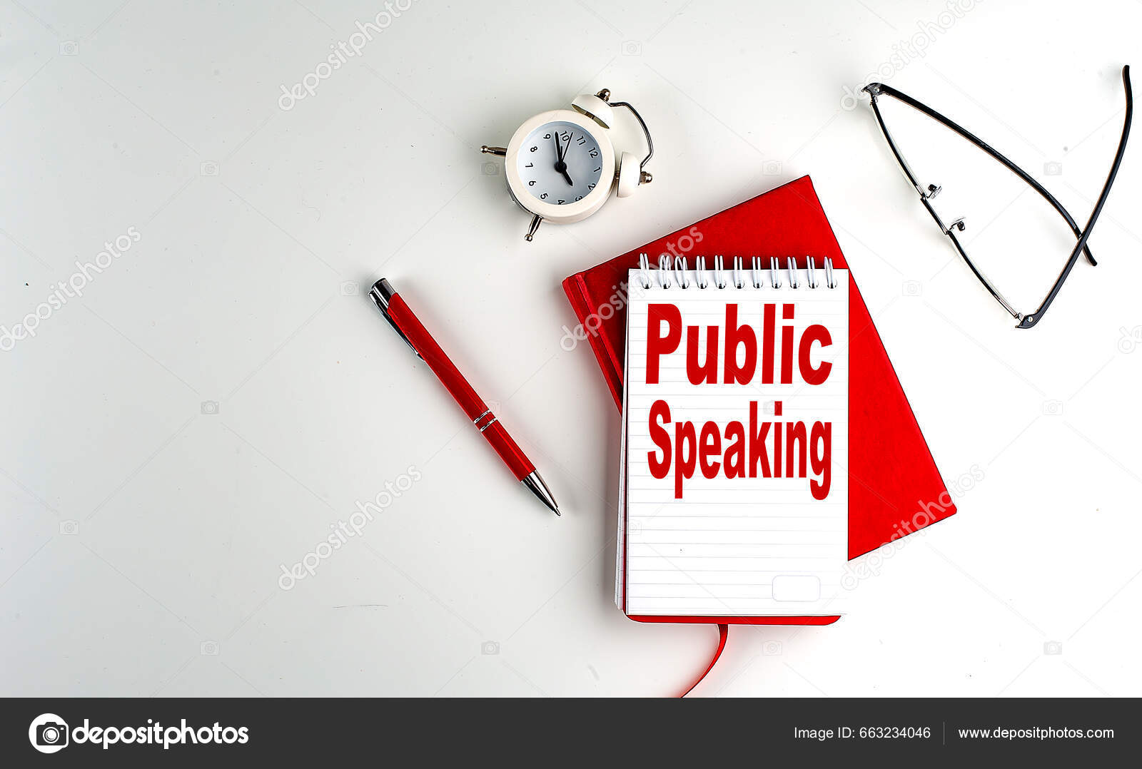Public Speaking Text Notebook Red Pen Notebook Business Concept White ...