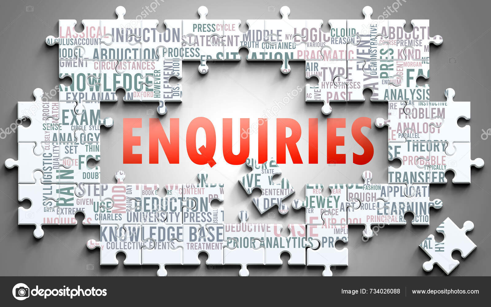 Enquiries Complex Subject Related Important Topics Pictured Puzzle Word Cloud — Stock Photo ...