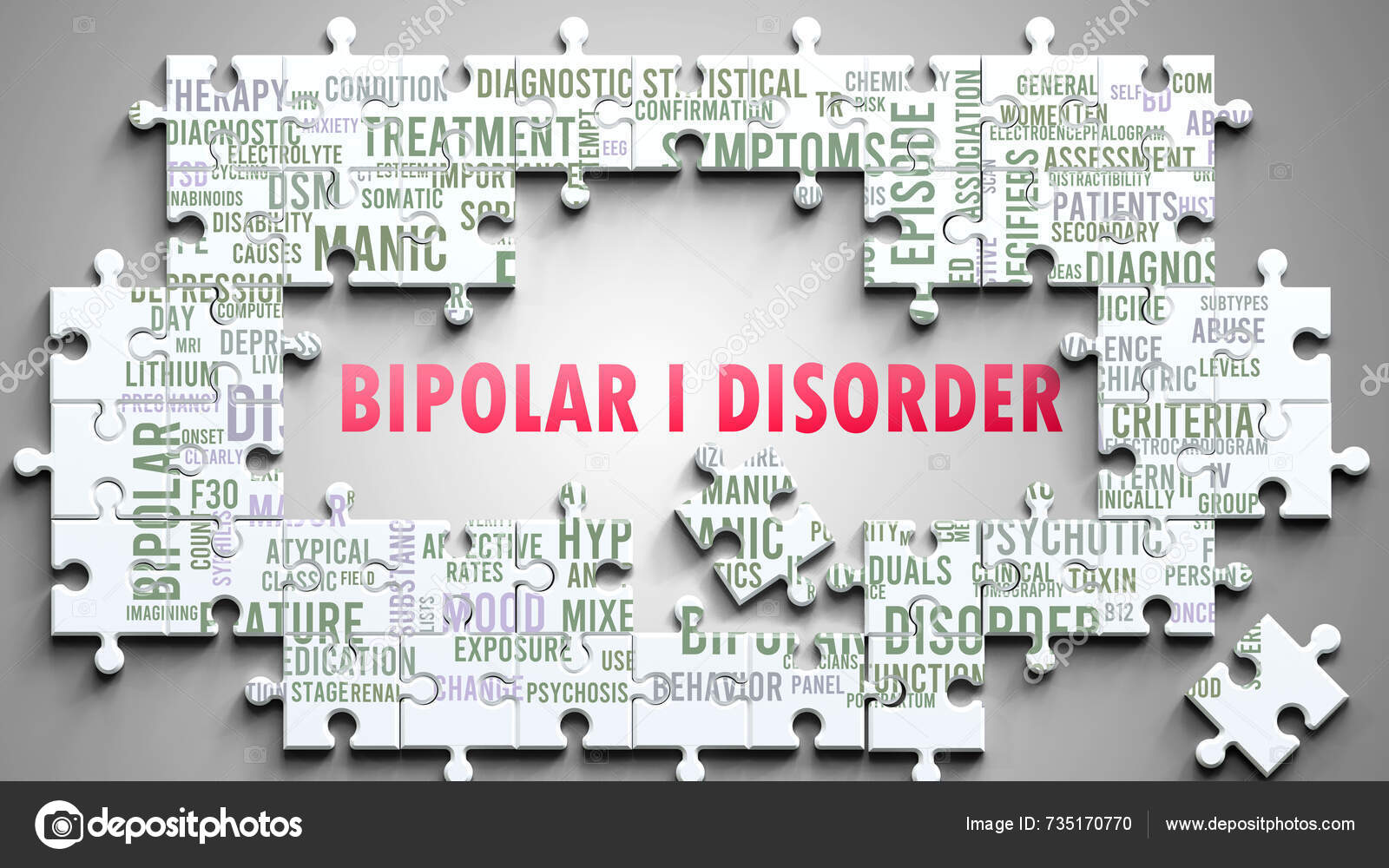 Bipolar Disorder Complex Subject Related Important Topics Pictured Puzzle Word — Stock Photo ...