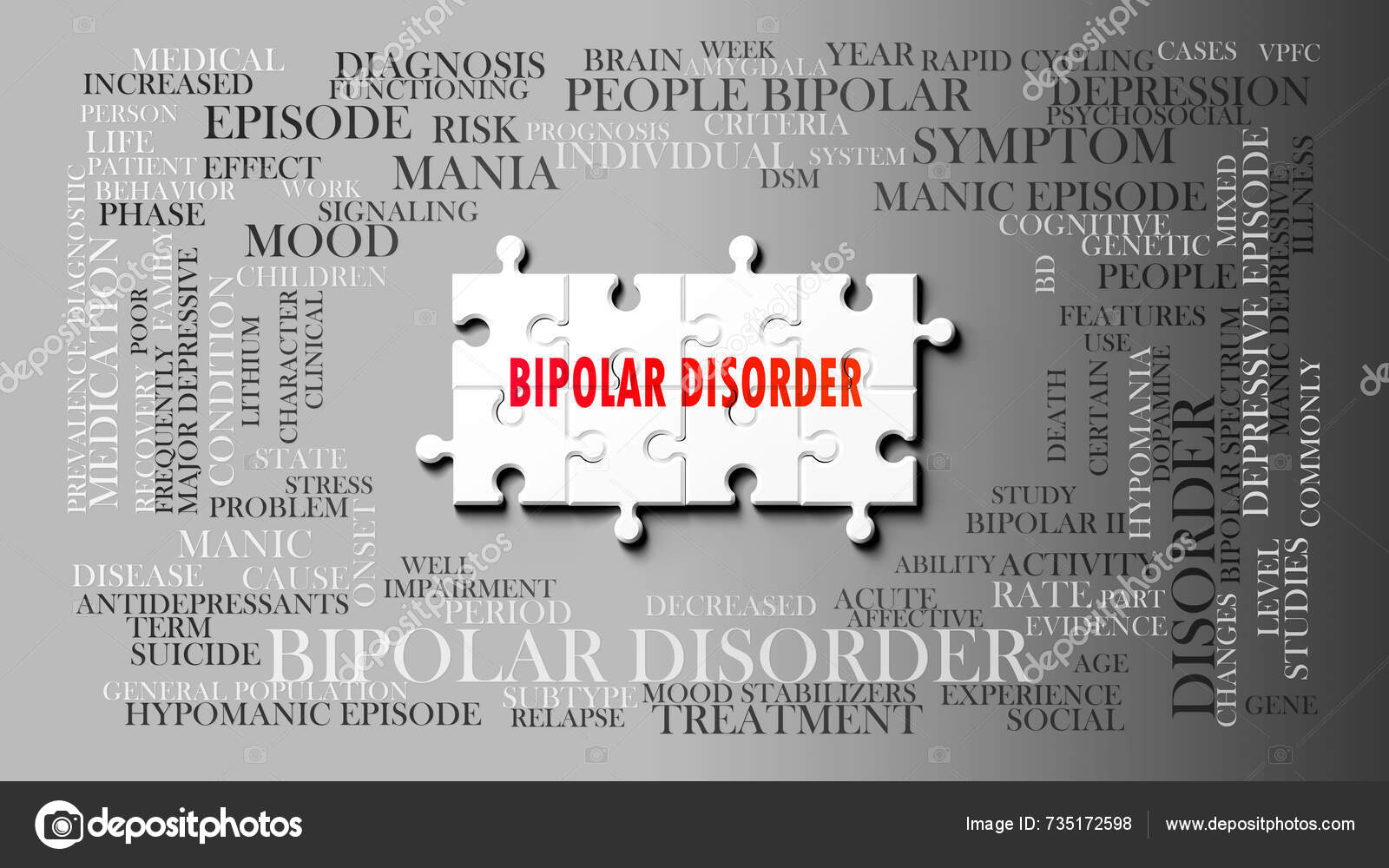 Bipolar Disorder Complex Subject Related Important Topics Pictured Puzzle Word — Stock Photo ...