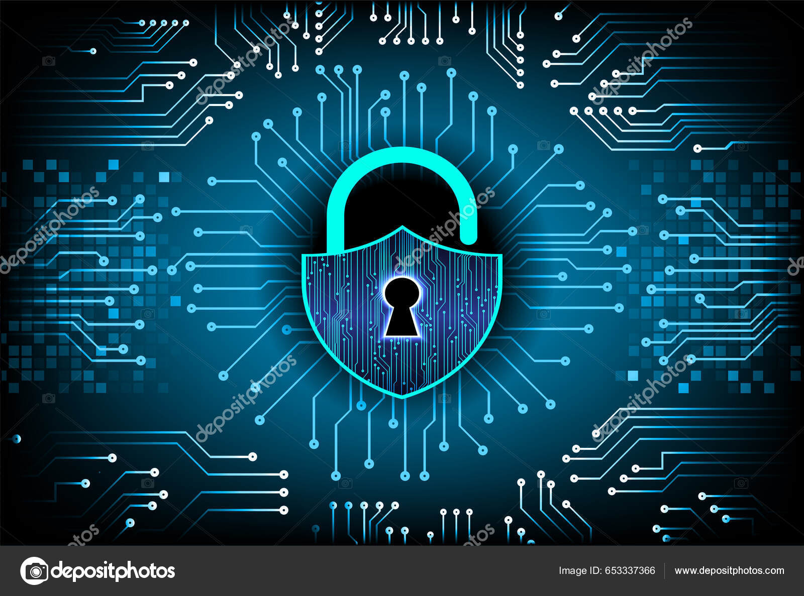 Cyber Circuit Future Technology Concept Background Lock Concept Stock ...