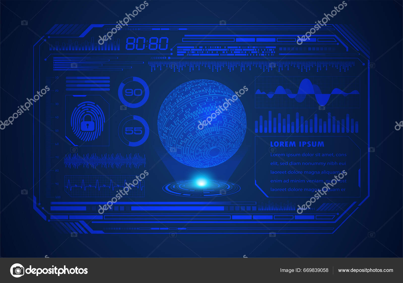 Futuristic Hud User Interface Vector Illustration Hud Interface Virtual ...