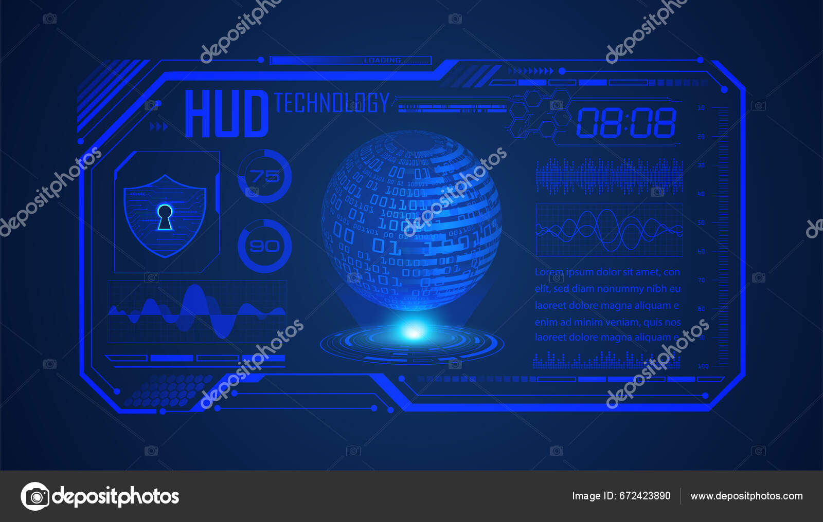 Sphere Blue Background Digital Cyber Technology Concept Background ...