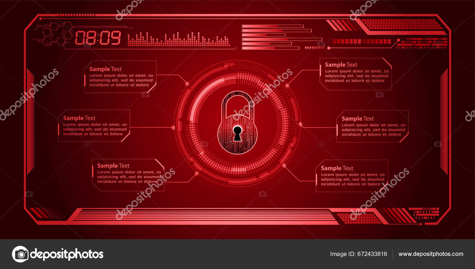 Cyber Security Interface Background Abstract Hud Elements Stock Vector ...