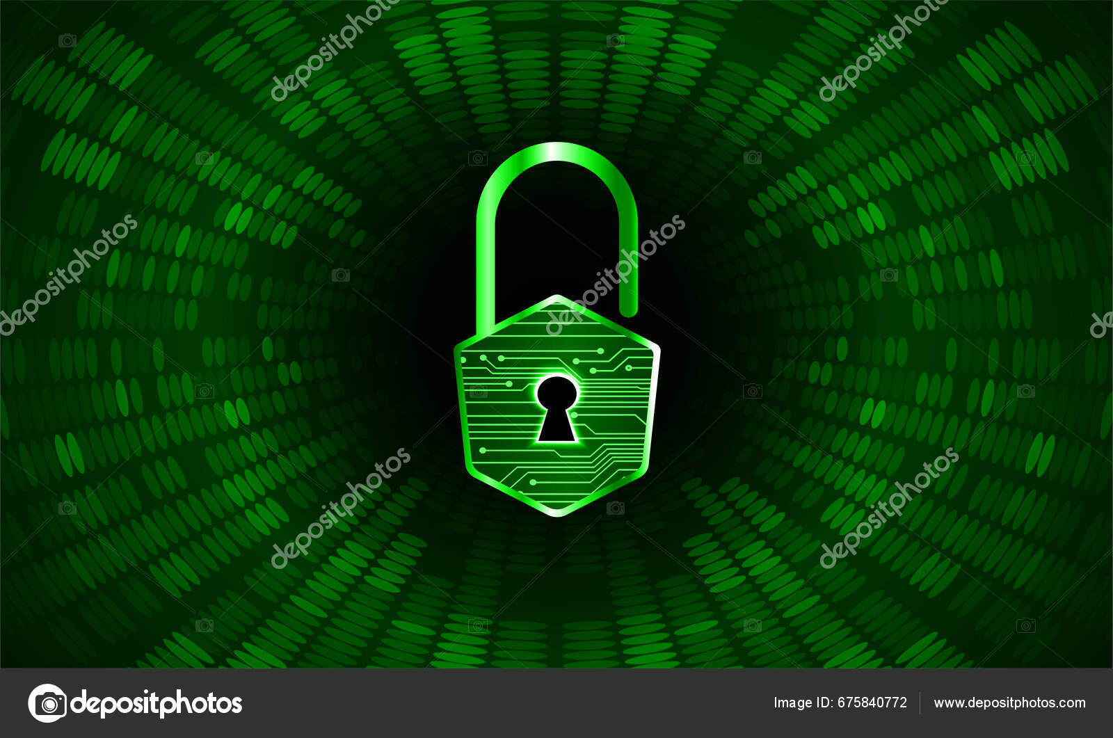 Lock Binary Code Cyber Security Concept Data Security Vector Illustration Stock Vector By