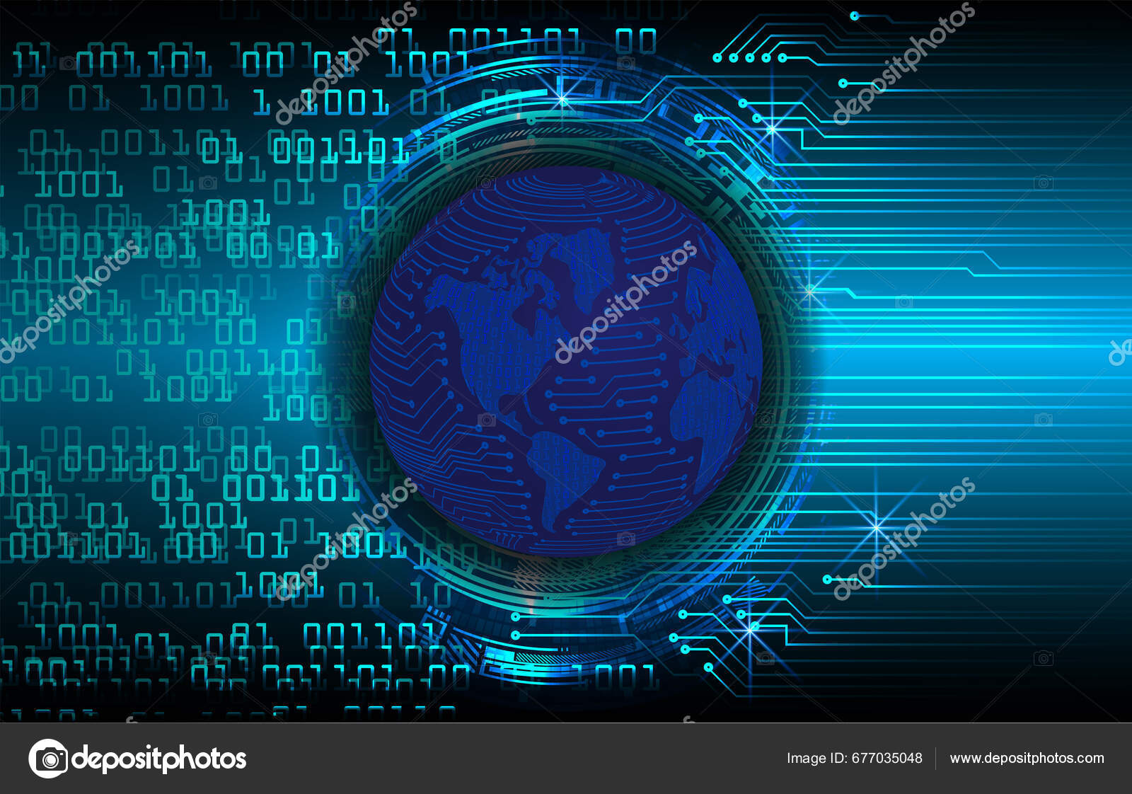 World Binary Circuit Board Future Technology Blue Hud Cyber Security Stock Vector by ©titima157 ...