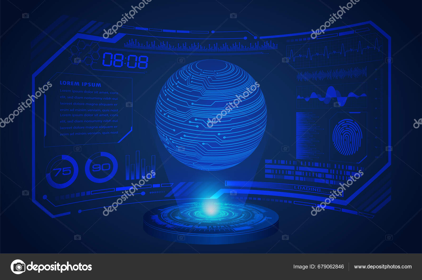 Futuristic User Interface Hologram Globe Screen Stock Vector by ...