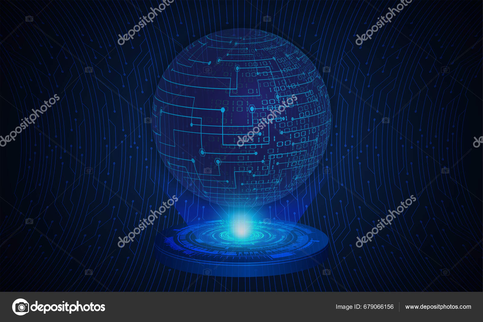 Blue World Cyber Circuit Future Technology Concept Background Stock ...