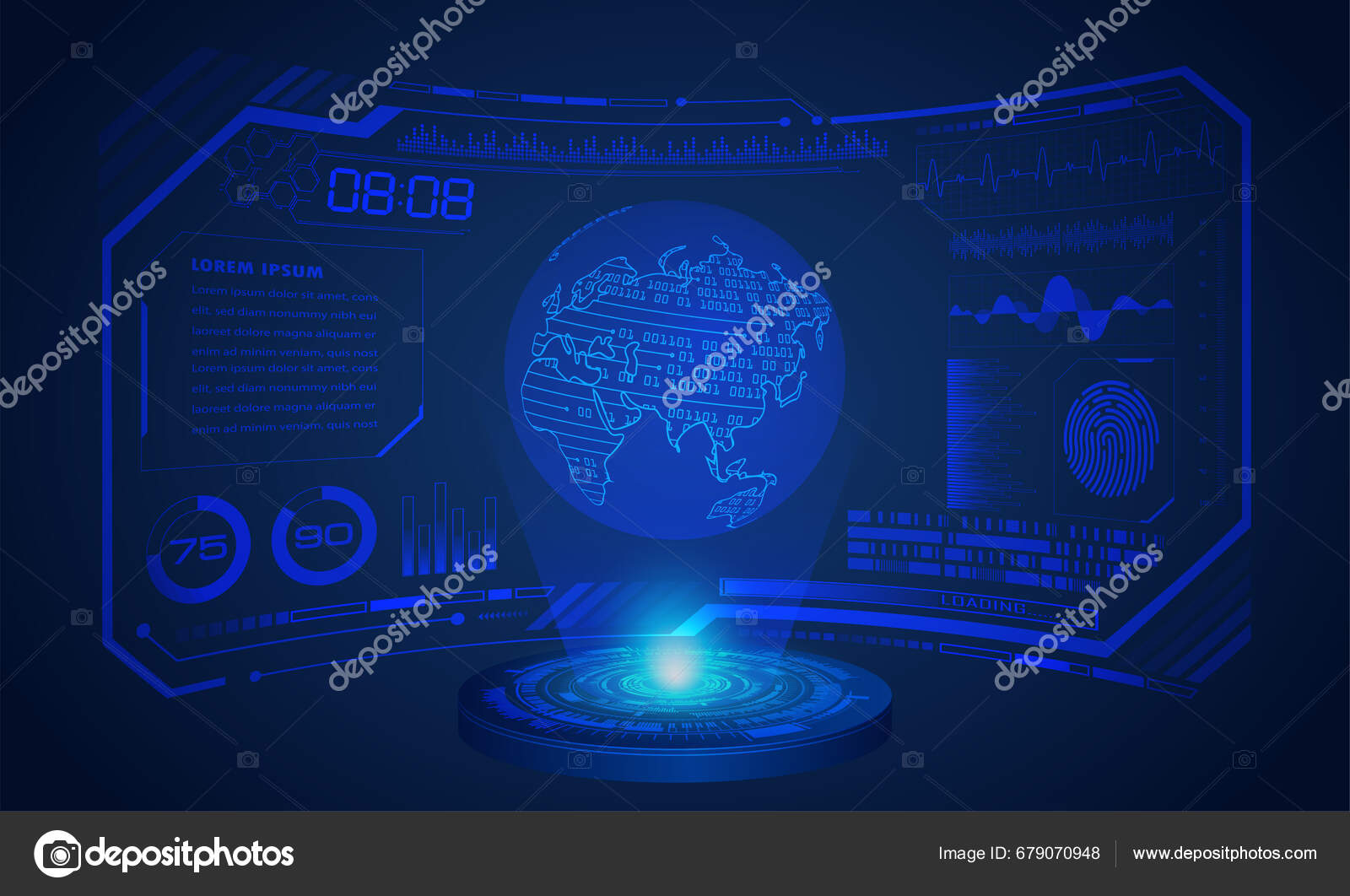 Futuristic User Interface Hologram Globe Screen Stock Vector by ©titima157@gmail.com 679070948