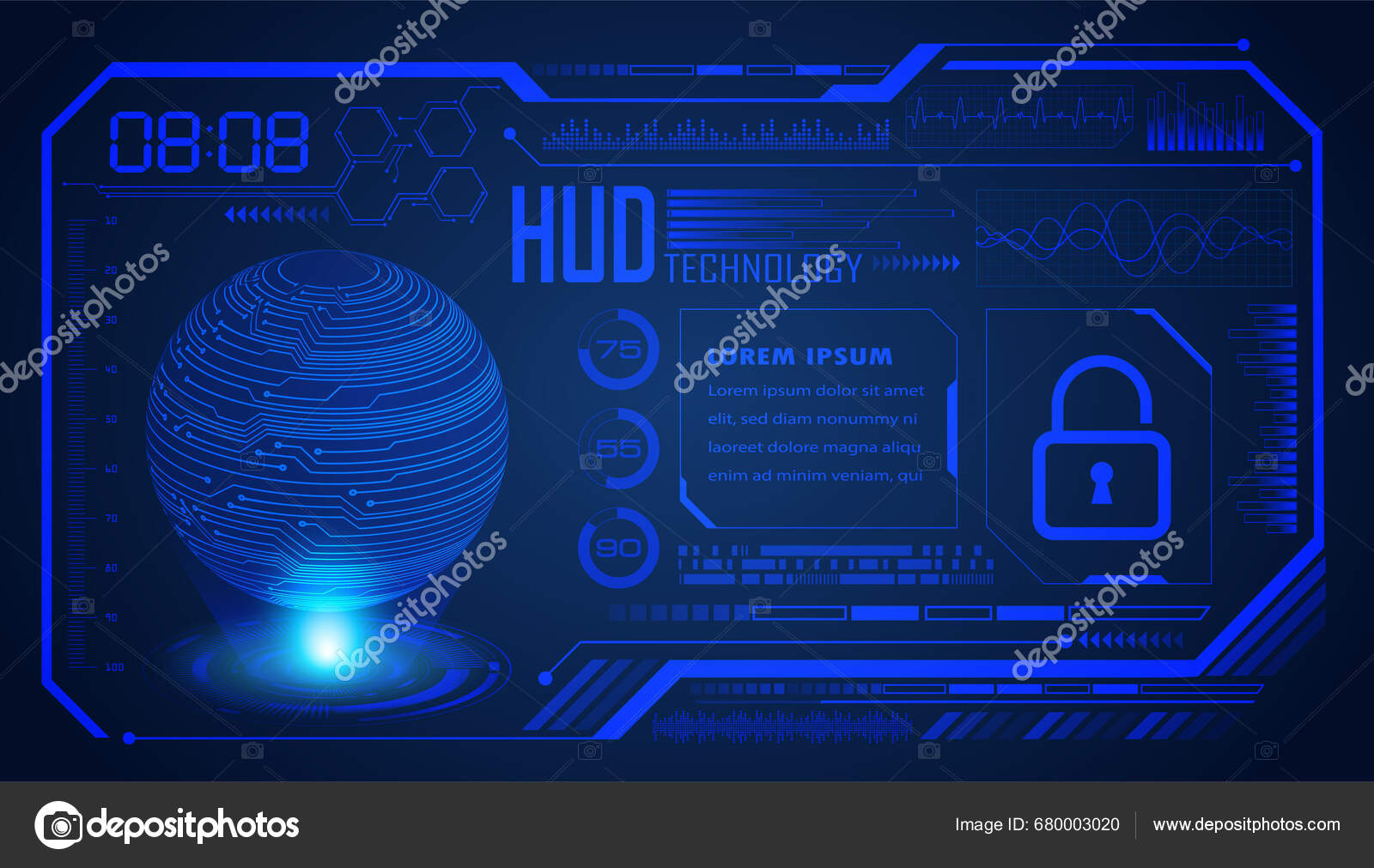 Cyber Security Interface Hud Futuristic Technology Future Concept ...