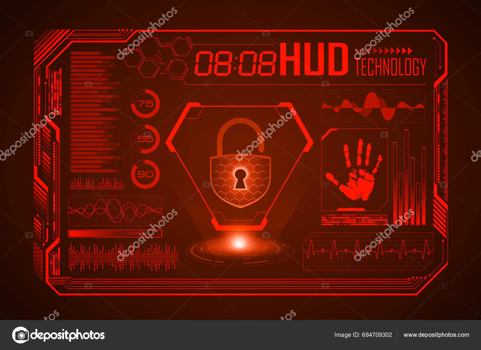Cyber Security Interface Technology Concept Vector Illustration Stock ...