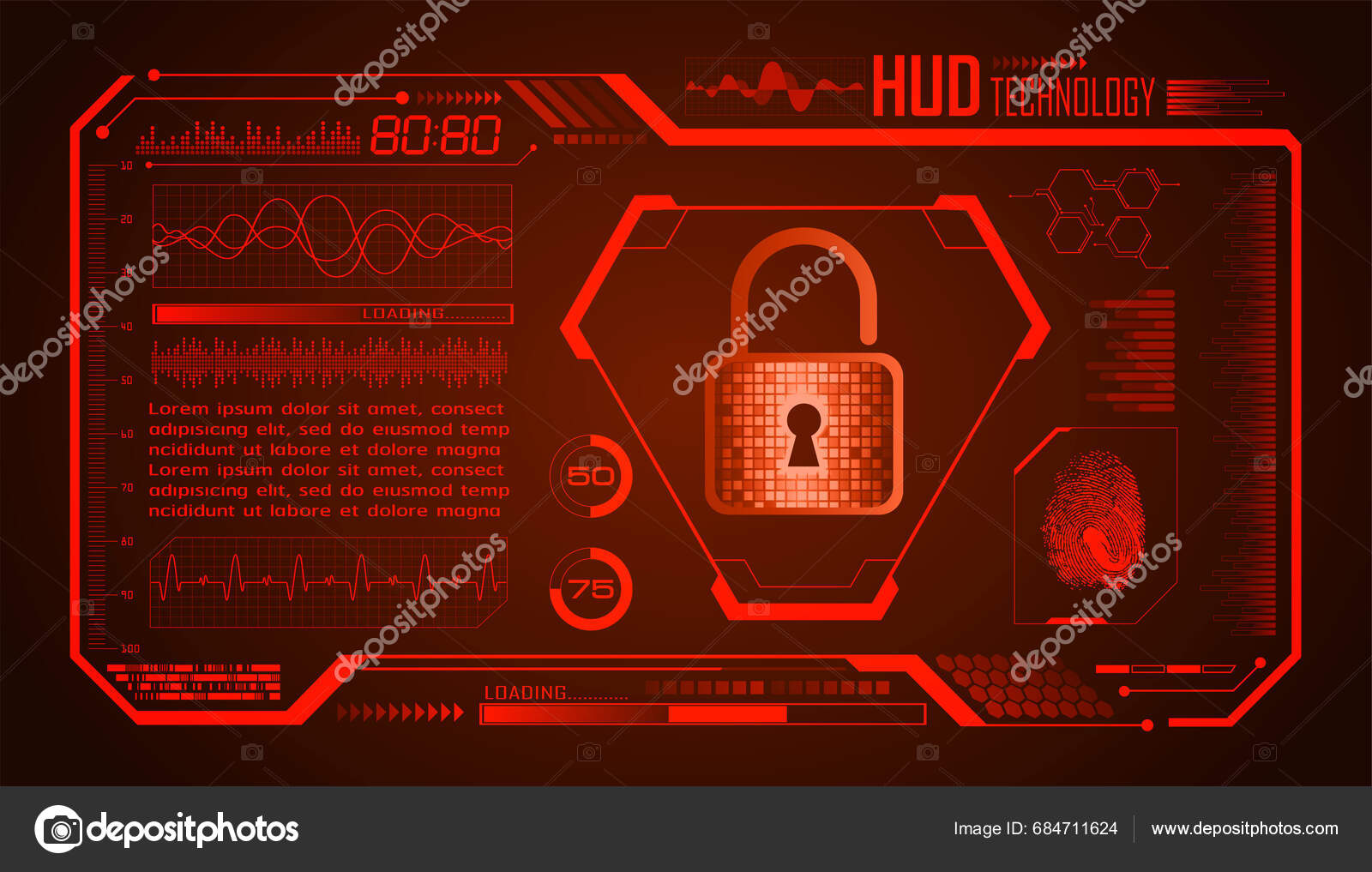 Cyber Security Interface Technology Concept Vector Illustration Stock ...