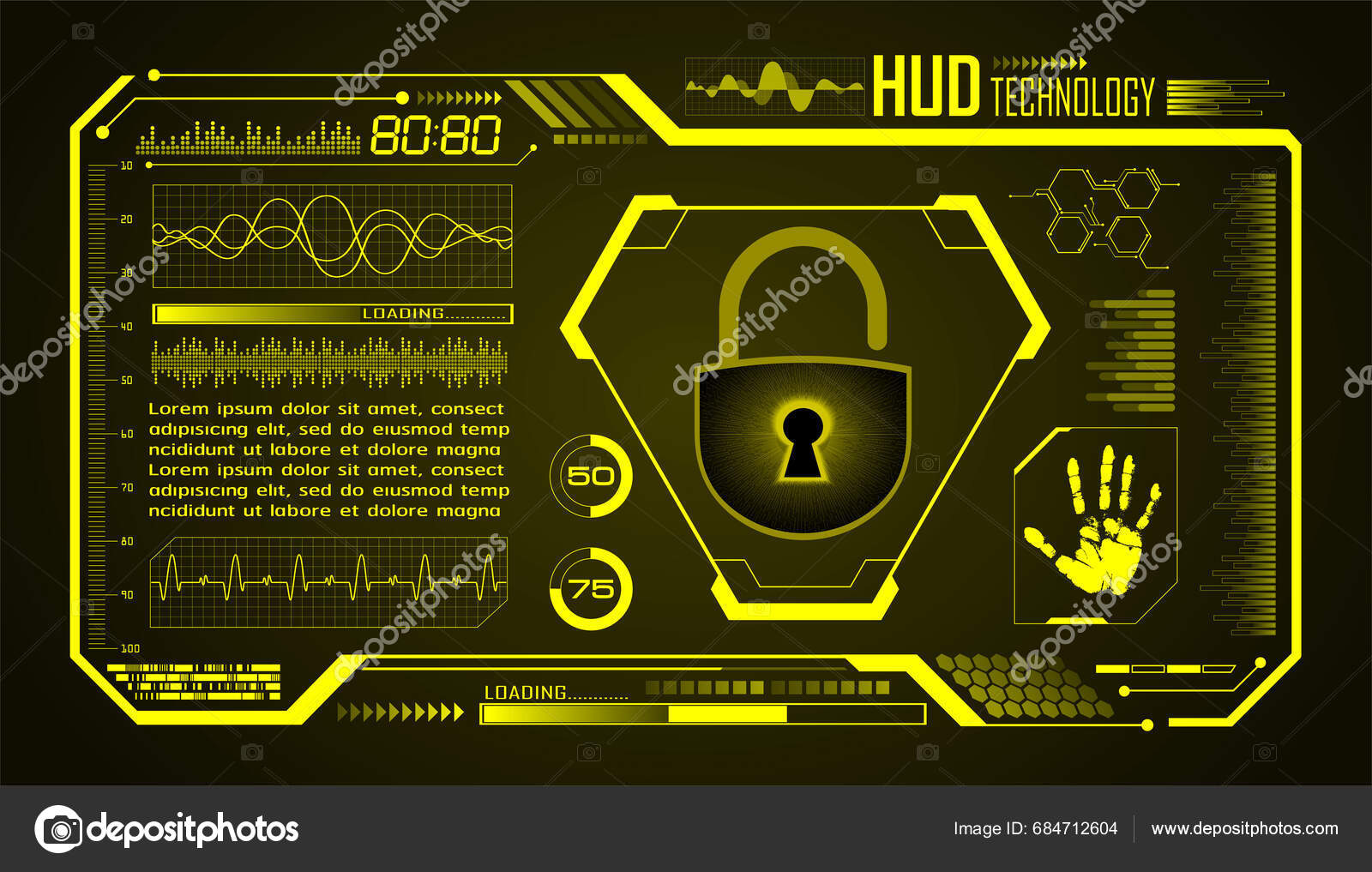 Cyber Security Interface Technology Concept Vector Illustration Stock ...