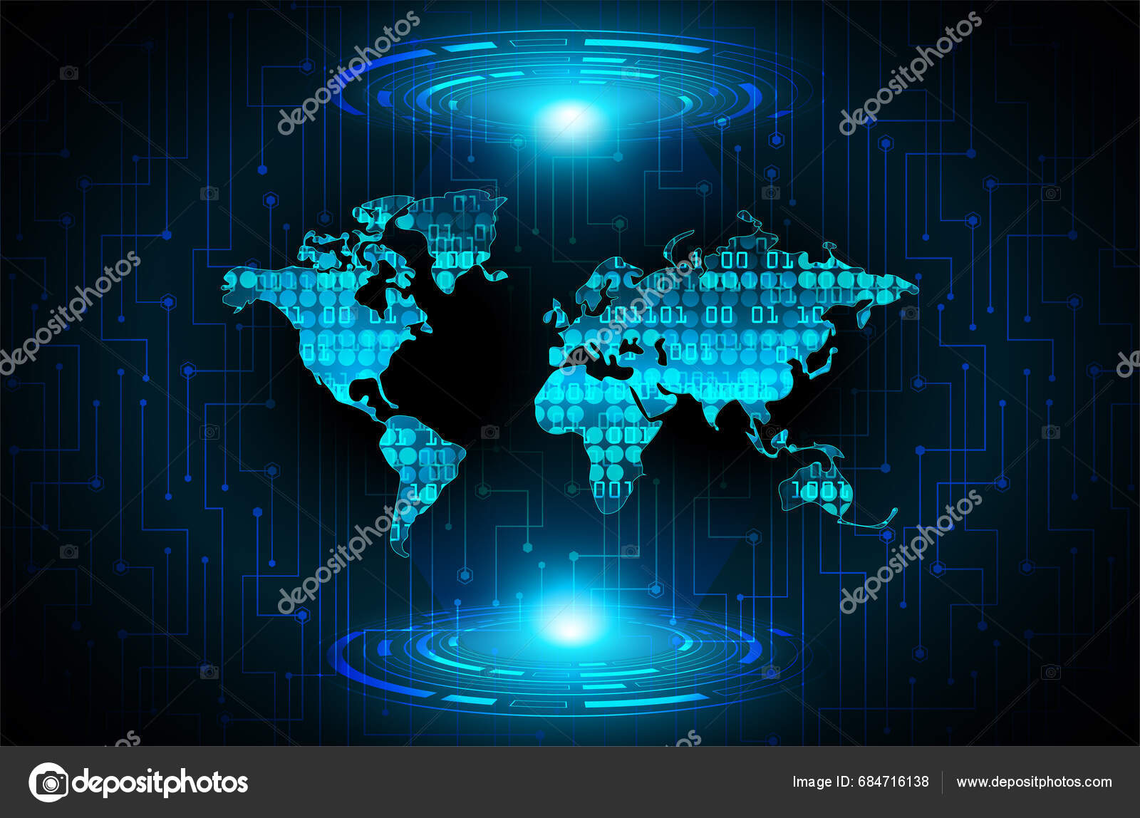 Mapa Del Mundo Con Código Binario Ilustración Vectorial Vector de stock por ©titima157@gmail.com ...