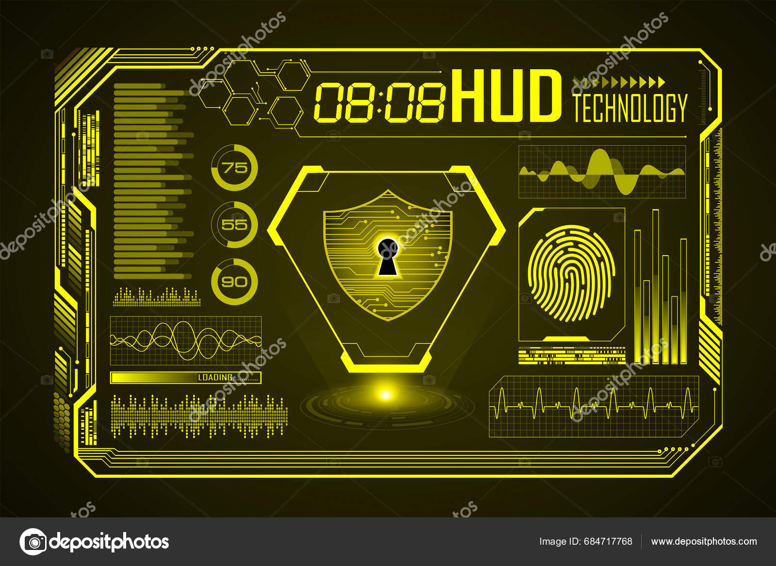 Cyber Security Interface Technology Concept Vector Illustration Stock ...