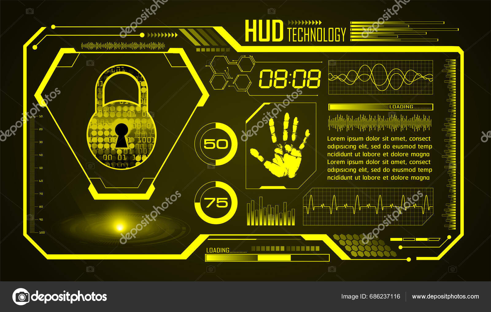 Futuristic Hud Interface Touch Screen Vector Illustration Stock Vector ...