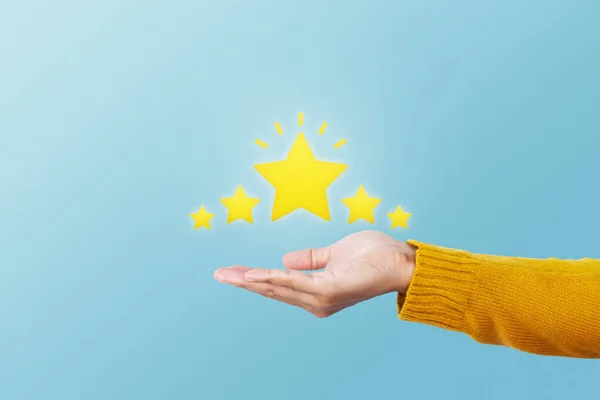 Hand Putting Star Icon Progress Bar Countdown Client Show Giving Stock ...