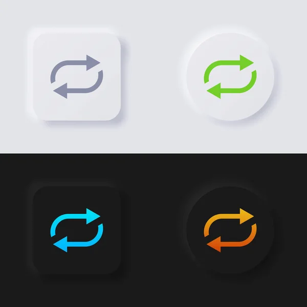 Repeat symbol button icon set, Multicolor neumorphism button soft UI ...