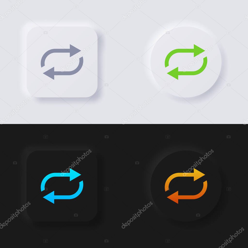 Repeat symbol button icon set, Multicolor neumorphism button soft UI ...