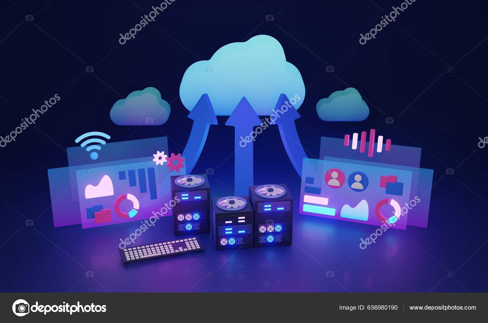 Cloud Migration File Integration Upload Illustration Concept Smart Data Management Stock