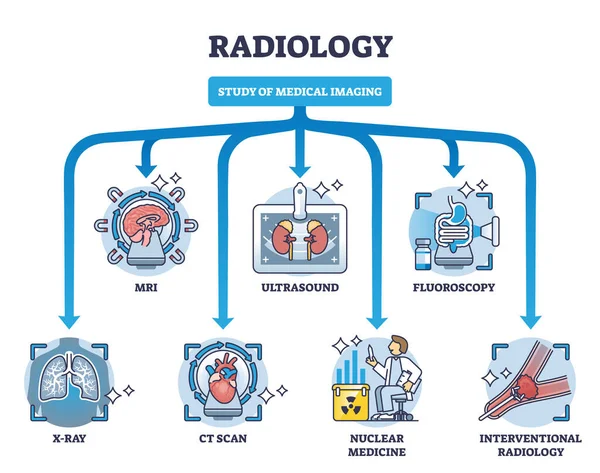 Radiología como estudio de imágenes médicas y diagrama de contorno de ...