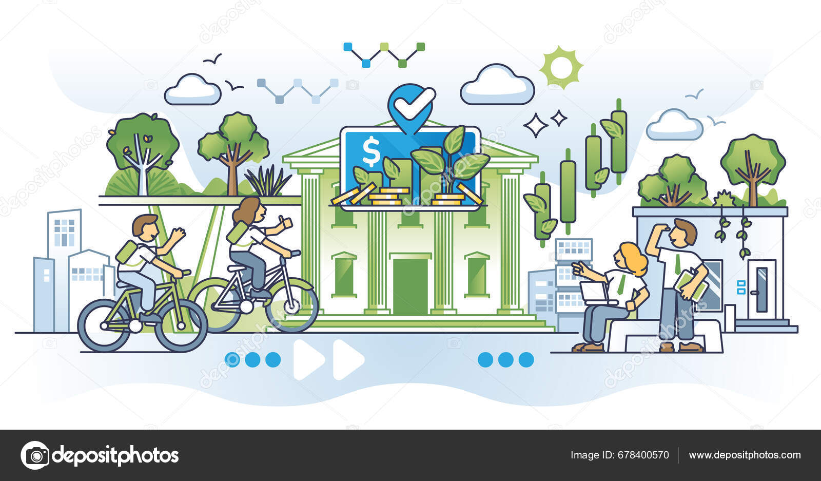 Green Investments Sustainable Growth Eco Future Outline Concept ...