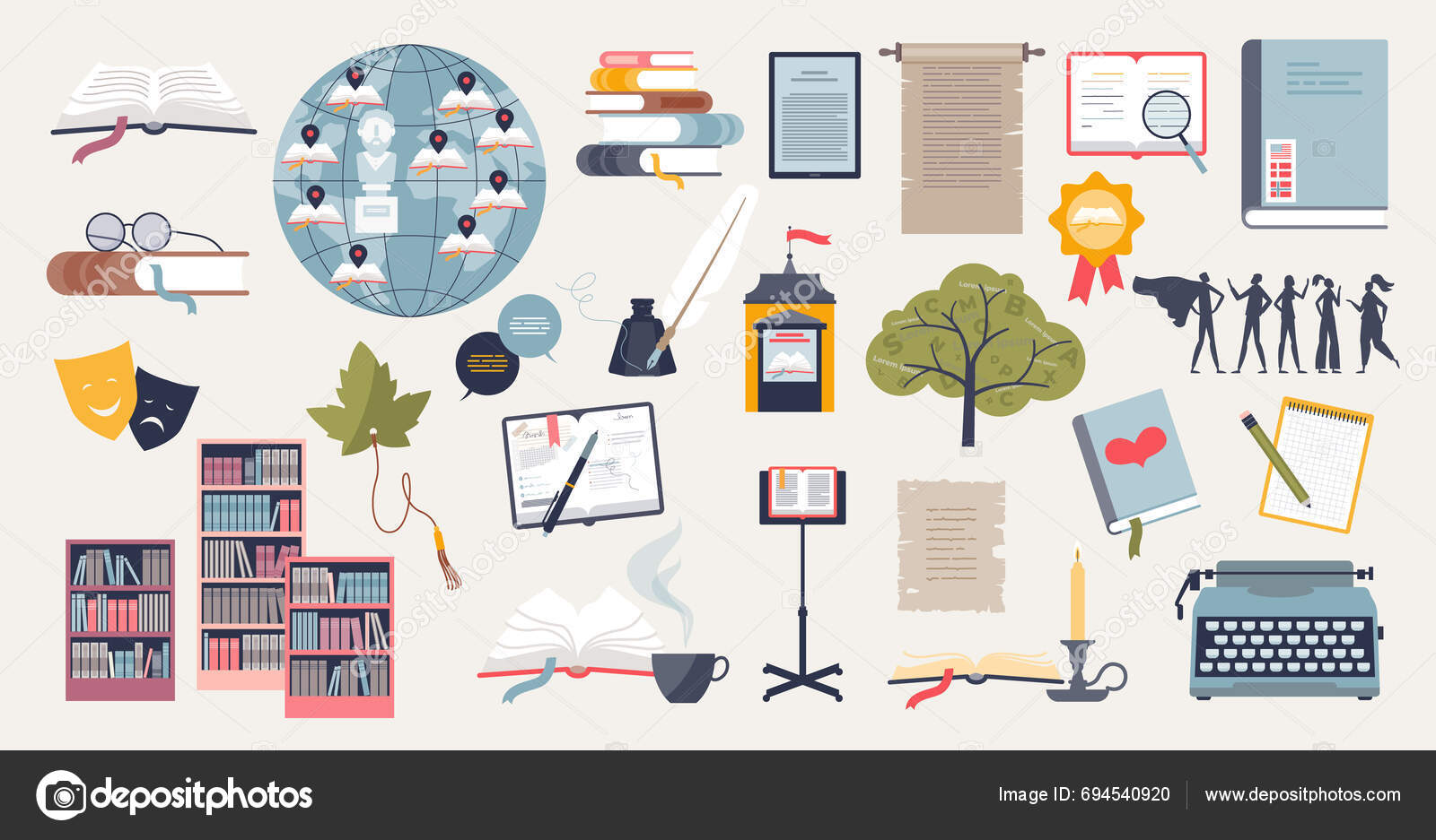 Literature Object Collection Books Reading Tiny Person Collection Set ...